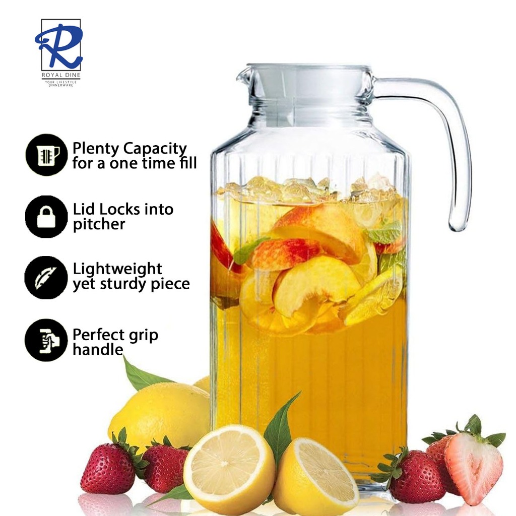 Royal Dine 1.8L J-119A Glass Jug with White Lid Pitcher Set | Shopee ...