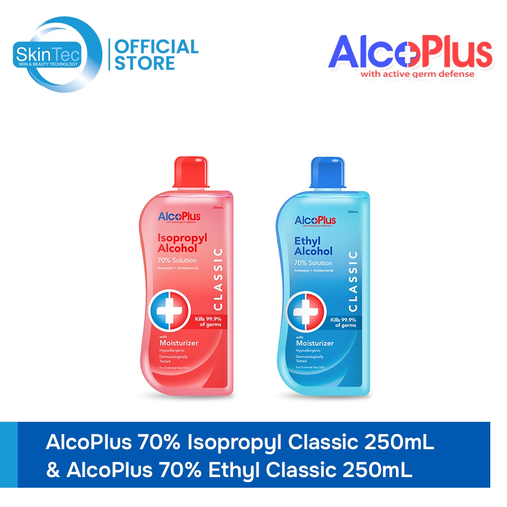 AlcoPlus Classic Isopropyl 70% Alcohol 250ml + AlcoPlus Classic Ethyl ...