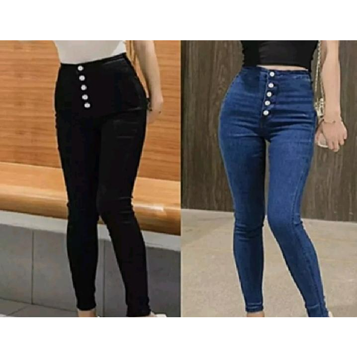 December High Waist Stretchable Sexy Pants With 5 Buttons For Women ...