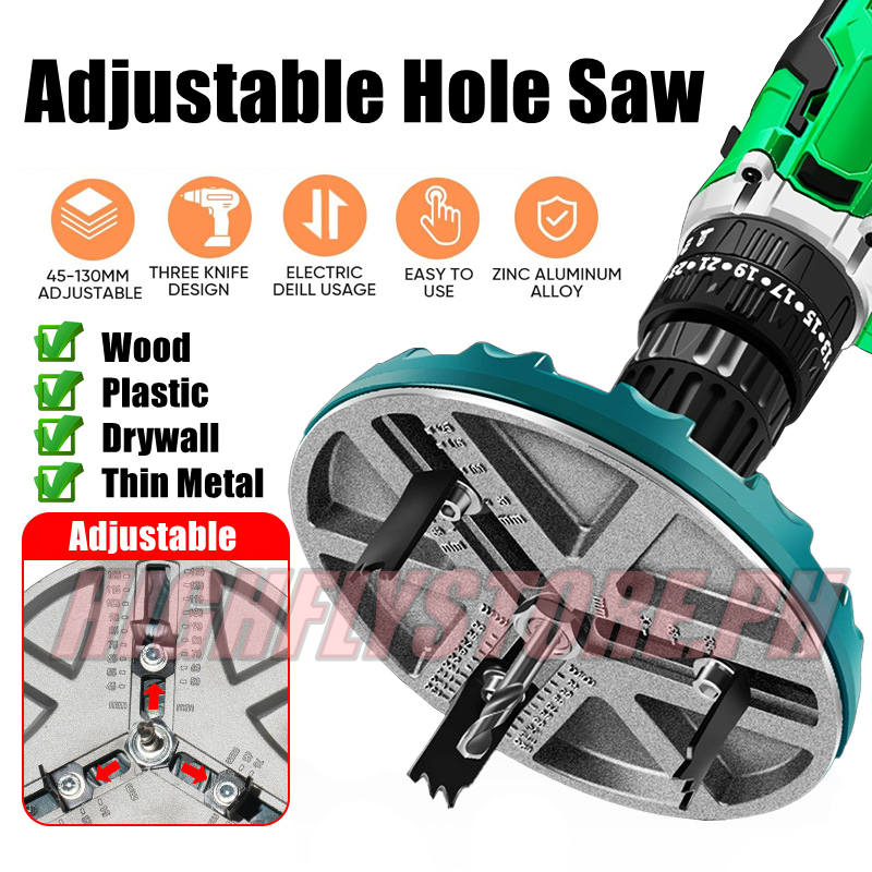 Adjustable Hole Saw Diameter 45mm-130mm Adjustable Woodworking Cutting ...