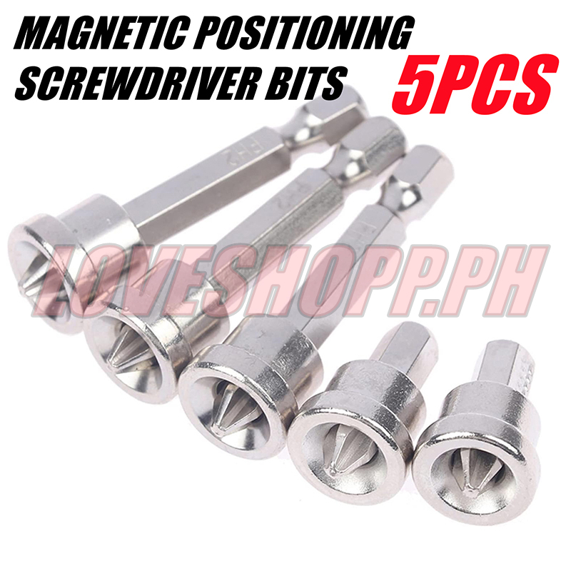 5pcs Set Magnetic Positioning Screwdriver Bits Woodworking Hex Shank ...