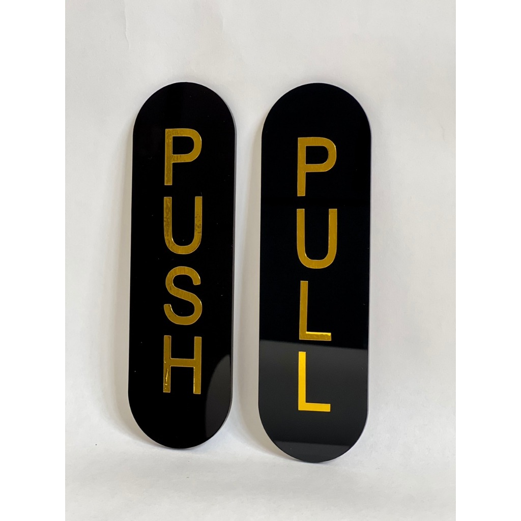 Acrylic Signage Shop Door Pull Push Sign (Acrylic with Vinyl Sticker ...