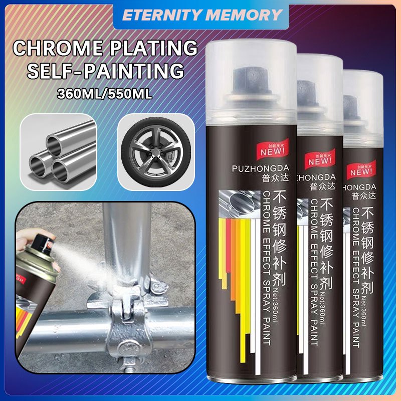 360ml Chrome Spray Paint Stainless Steel Metal Silver Spraying Agent ...
