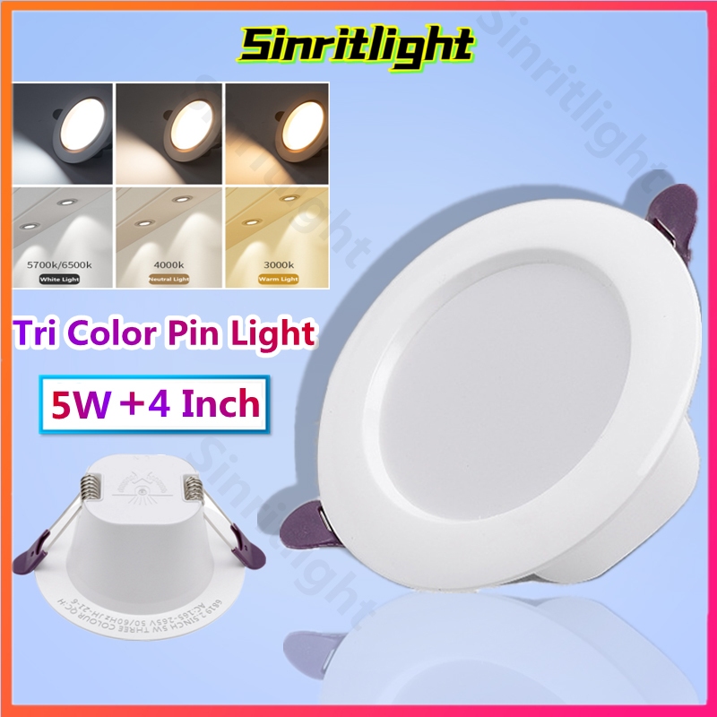 LED Tri Color Pin Lights Changing Downlight Adjustable 5W Ceiling Light ...