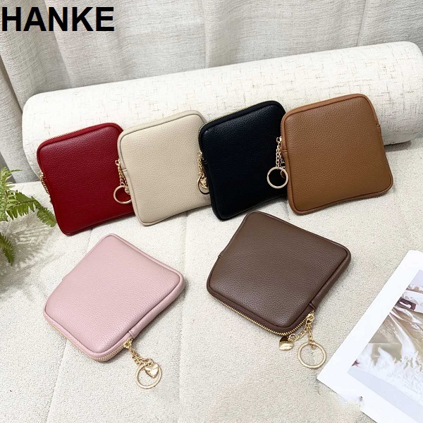 HANKE Slim Big Wallet Pouch Plain Soft Leather Cosmetics Coinpurse ...