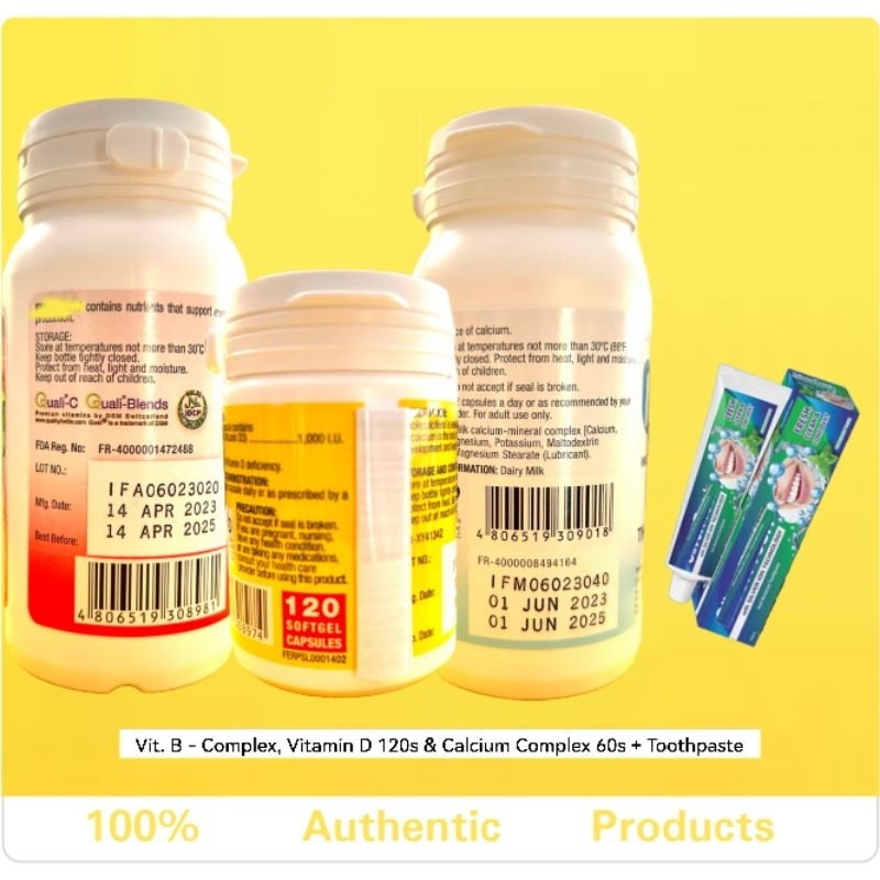 TRIPLE Vitamins in 60s & 120s bottle (Vitamin D3, Vitamin B, Calcium ...