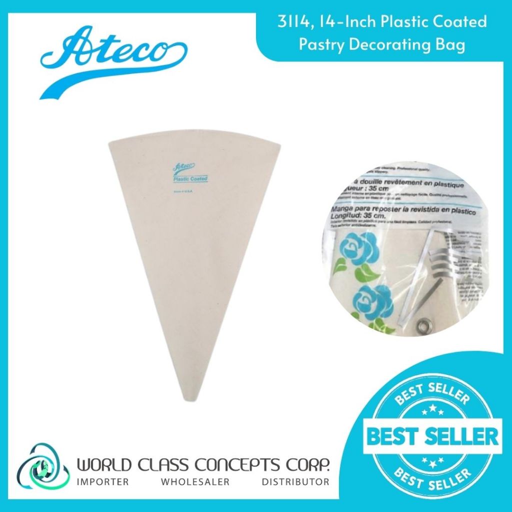 Ateco 3114, 14-Inch Plastic Coated Pastry Decorating Bag Icing Bag (1pc ...