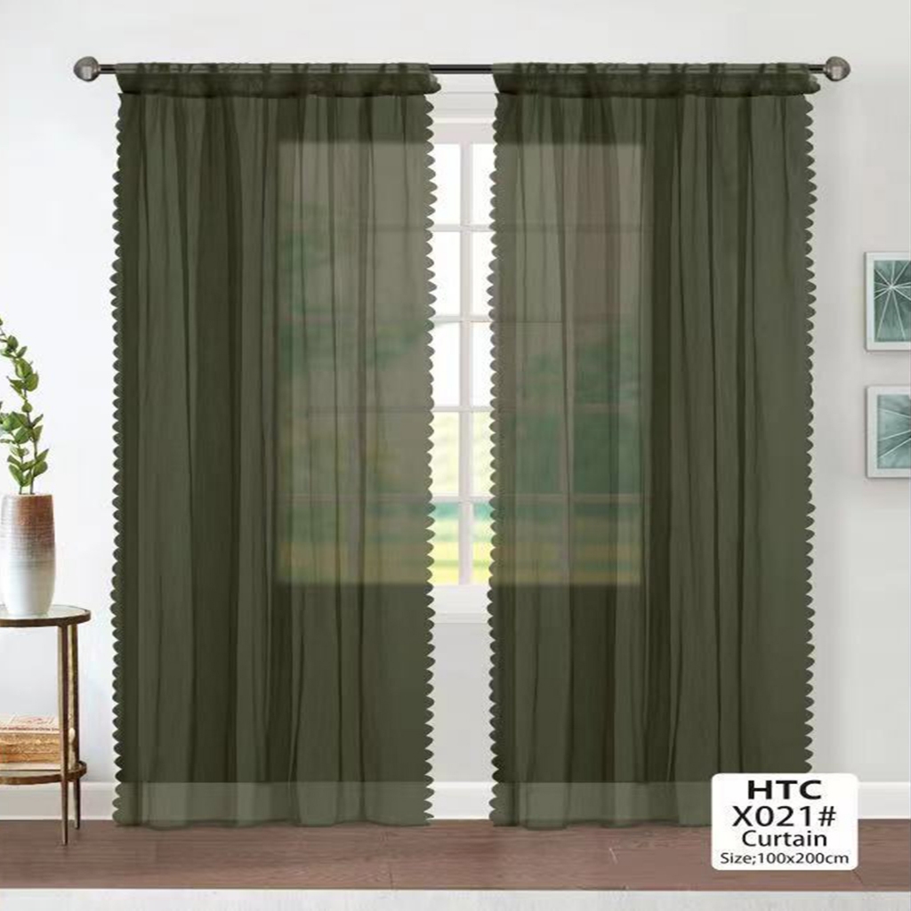 5D Elegant Green Curtain New Design Net Yarn Kurtina for Windows Door ...