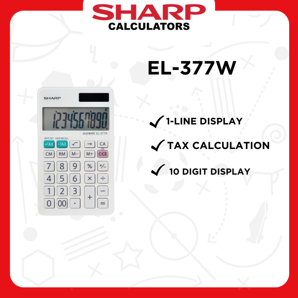 Sharp Handheld Calculators 10 Digit Display EL-377W | Shopee Philippines
