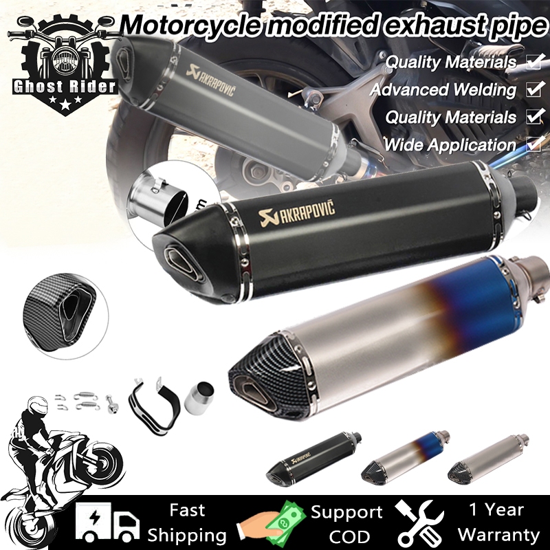 Motorcycle modified exhaust pipe muffler carbon fiber head universal ...