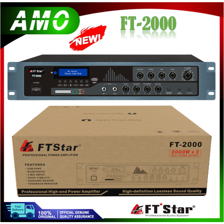 FT STAR POWER AMPLIFIER 2000 X 2 WATTS USB/BLUETOOTH FT-2000 | Shopee ...