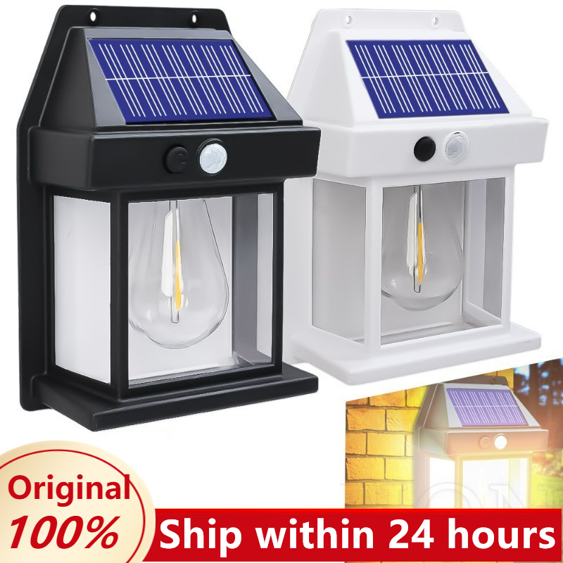 3 Modes Solar Induction Wall Lamp Outdoor Waterproof Wall Light Tungsten Filament Lamp Night ...