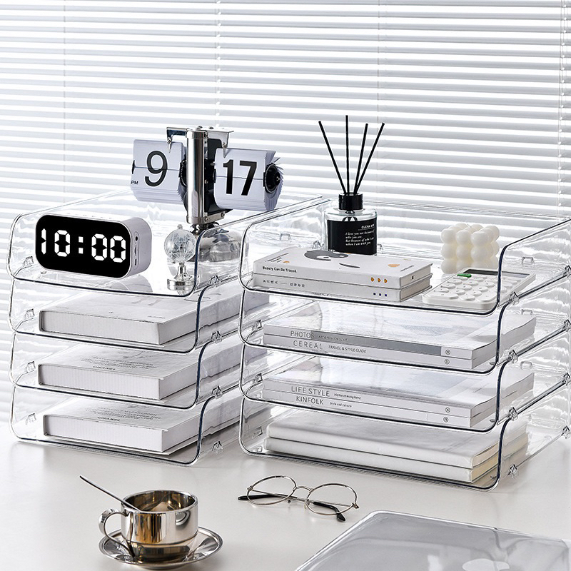 Acrylic U-shaped Stackable Desk Organizer File Bond Paper Rack ...
