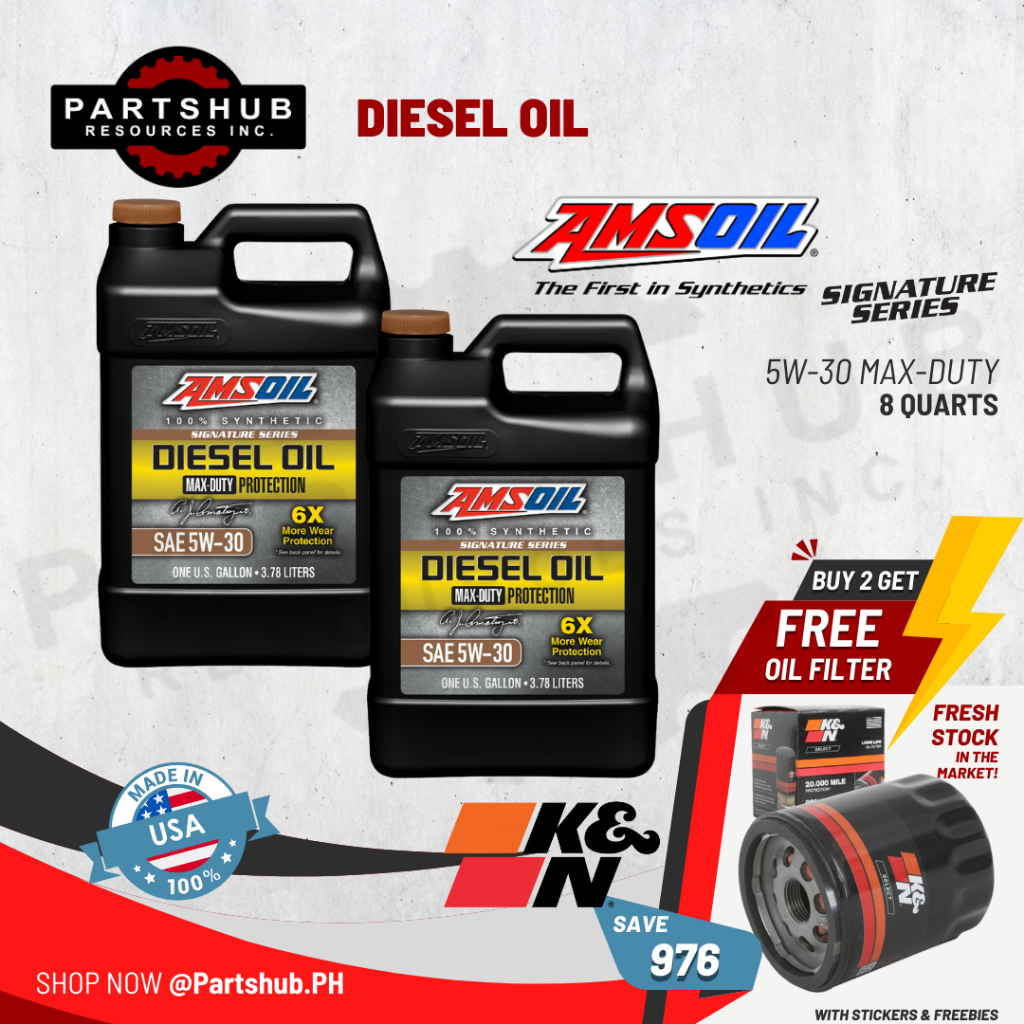 AMSOIL-0055 + SO-1002 5W-30 MAX-DUTY DIESEL, BUY 2 GAL GET FREE K&N OIL ...