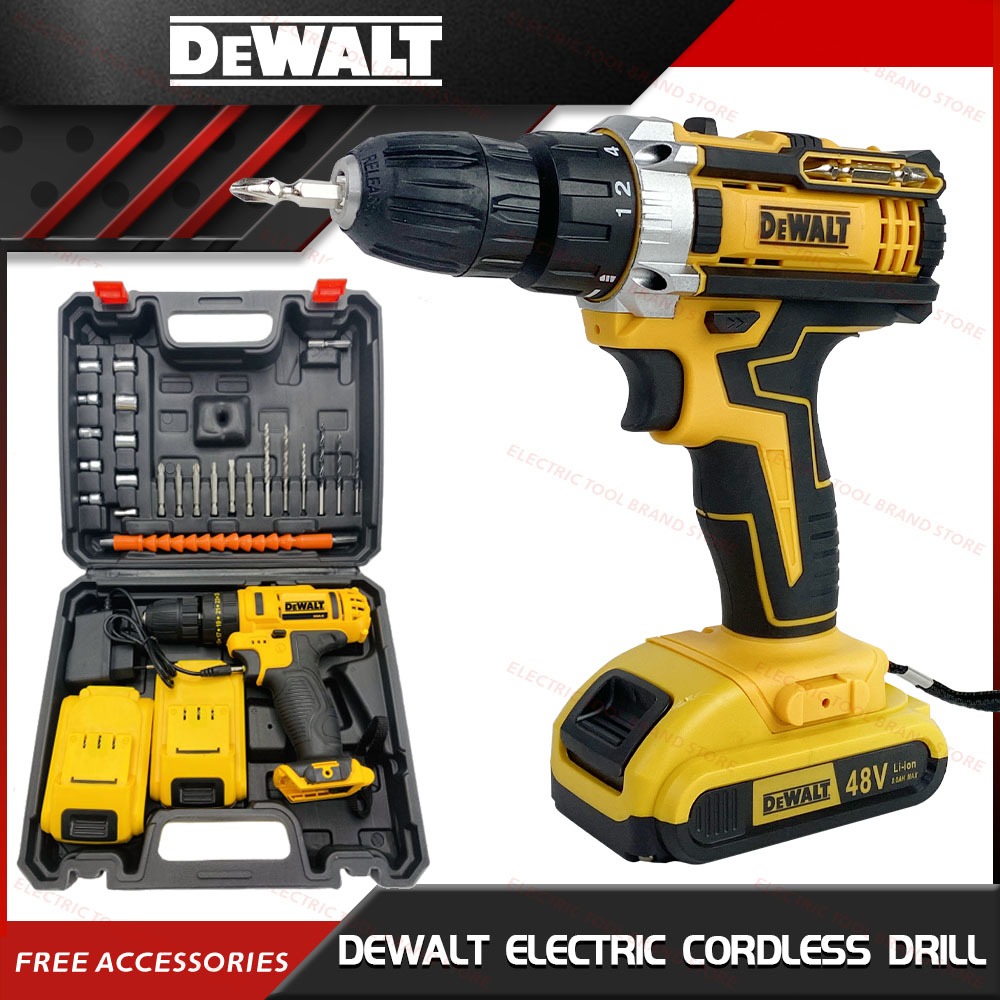 DeWALT Cordless Hand Drill Set Heavy Duty Hammer Drill 48V/68V Double ...