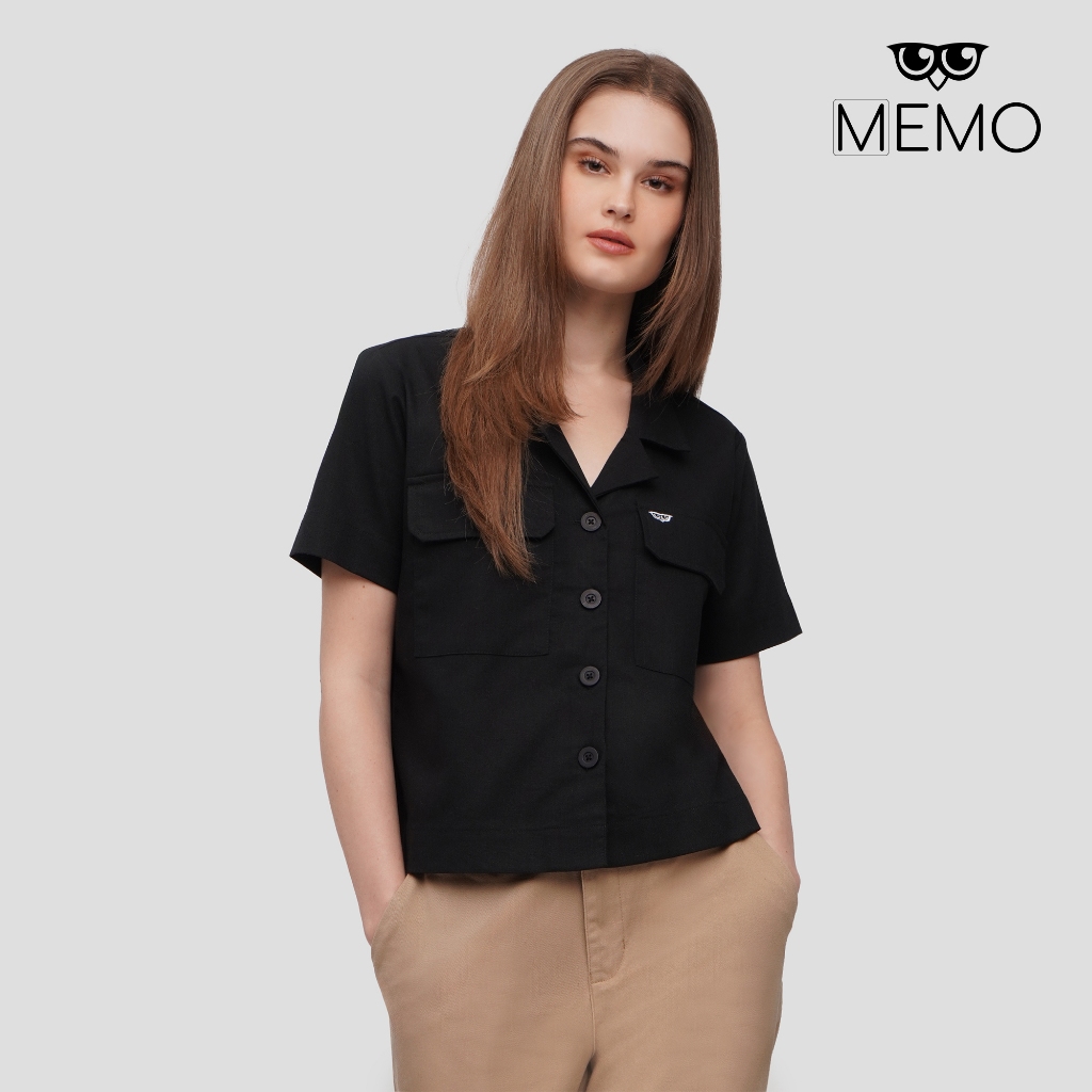 Memo Textured Shirt For Women (Black) | Shopee Philippines