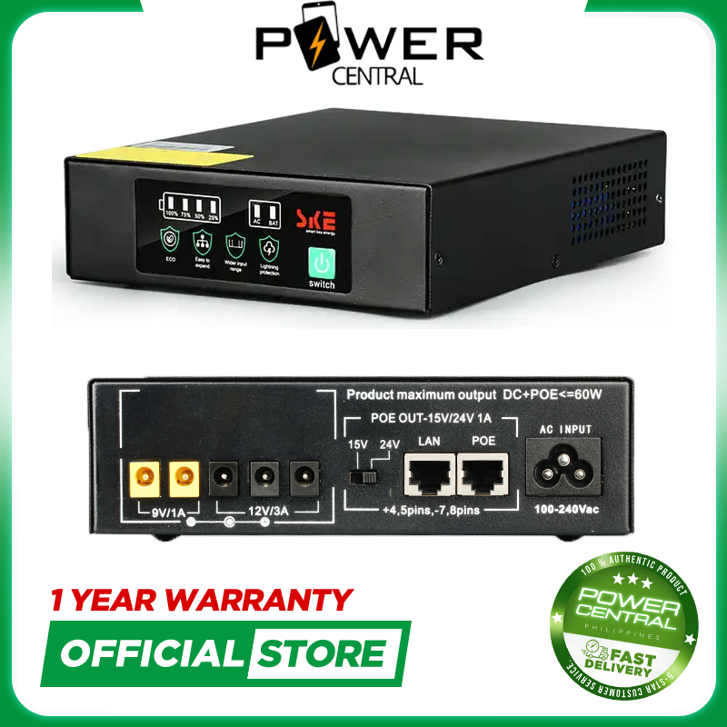 SKE Mini POE 60W 17W UPS for Router Modem DC 9V 12V Gigabit POE 24V 48V ...
