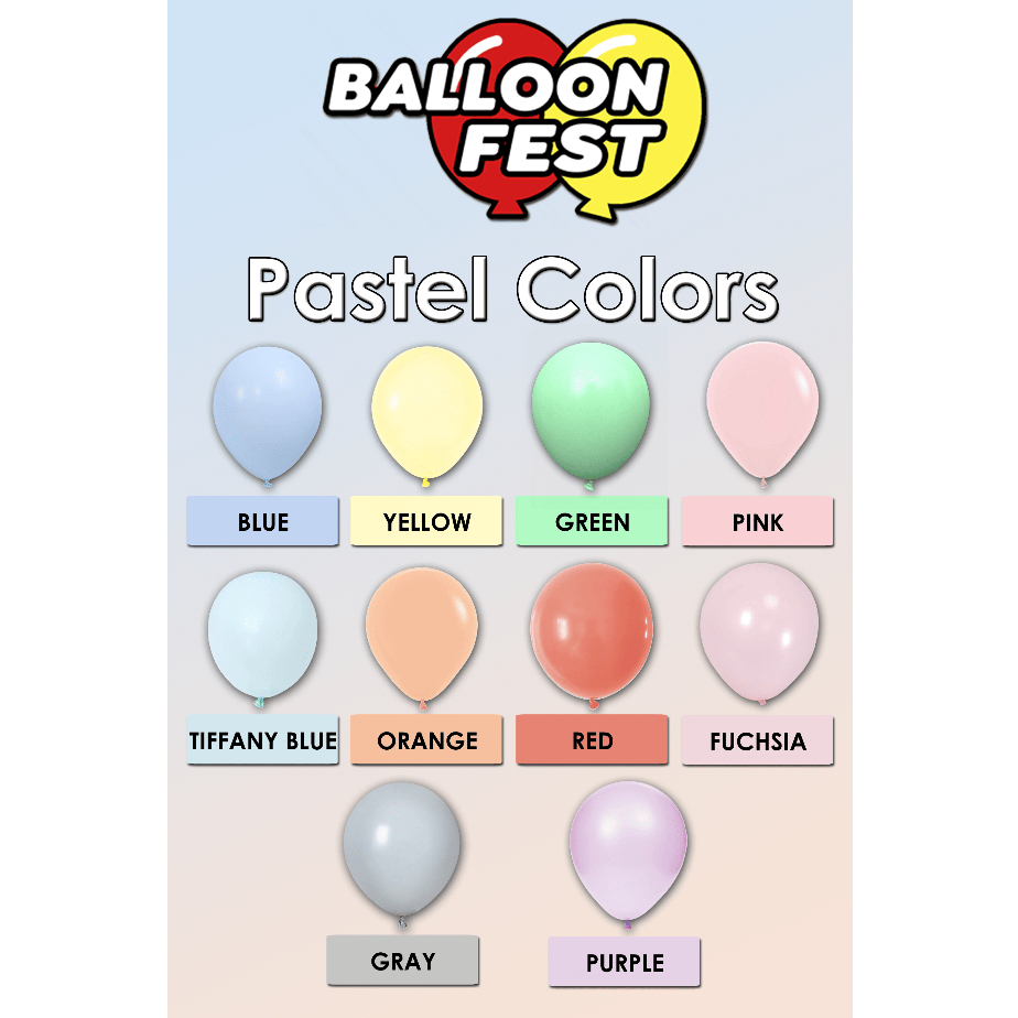 Balloon Fest Pastel/Macaroon Colors Size 12 Balloons (100pcs) | Shopee ...