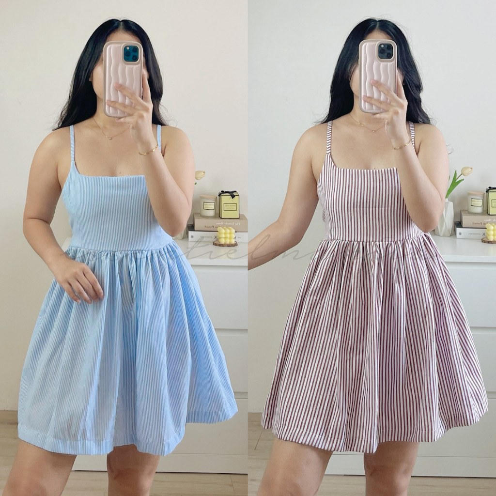 ESSENTIELMANILA Stripes String Mini Dress EM343 | Shopee Philippines