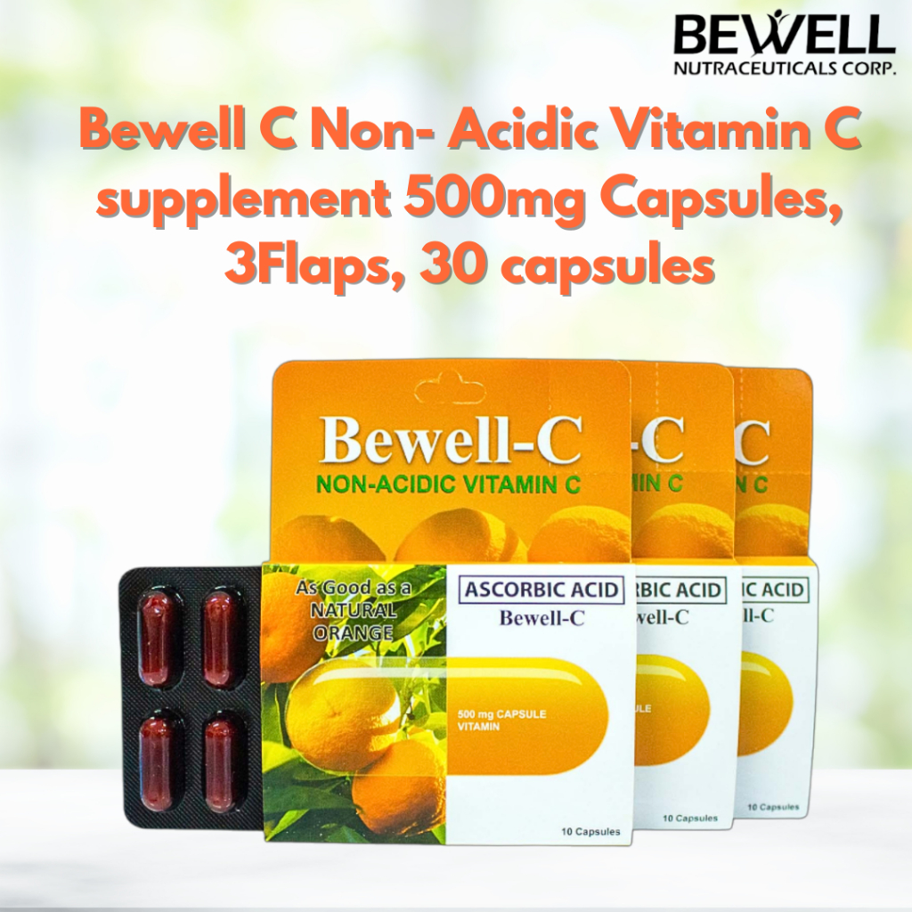 Bewell C Non Acidic Vitamin C supplement 500mg Capsules, 3Flaps, 30 capsules | Shopee Philippines