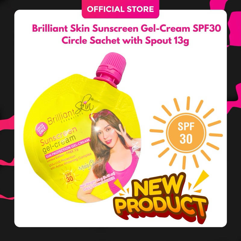 Brilliant Skin Sunscreen Gel-Cream SPF30 Circle Sachet with Spout 13g ...