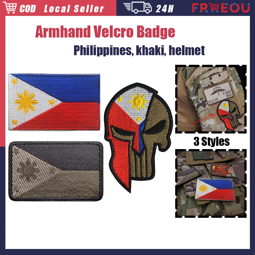 Philippines Flag Patch Skull Embroidery Patch Philippine Flag IR Infrared Reflective Patches ...