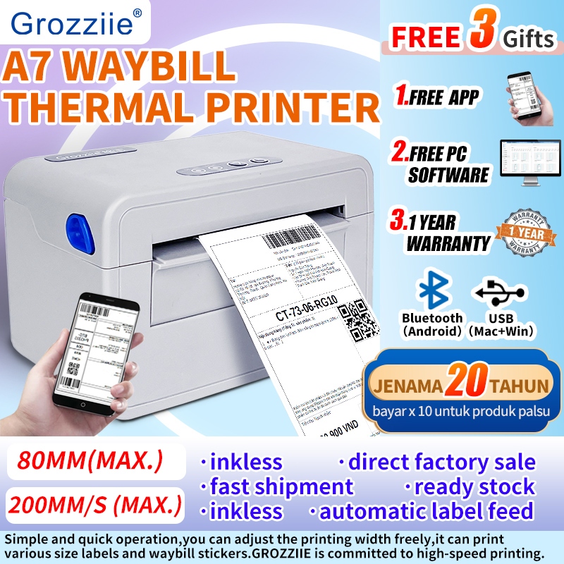 Thermal Printer Bluetooth WaybillBarcode Shipping Bluetooth A6 ...