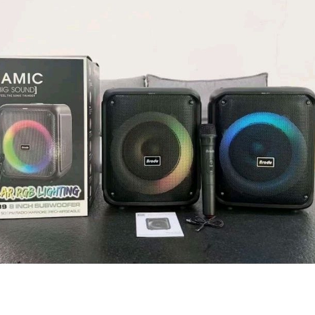 COLORFUL LED LIGHT KARAOKE BLUETOOTH PORTABLE, 8 INCHES SUBWOOFER BTS ...