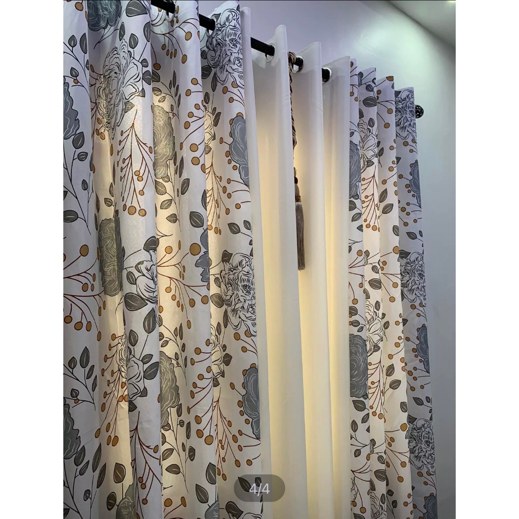 Camella Grey Curtain with Ring - per PIECE or 3in1 (5FT - 8FT) | Shopee ...