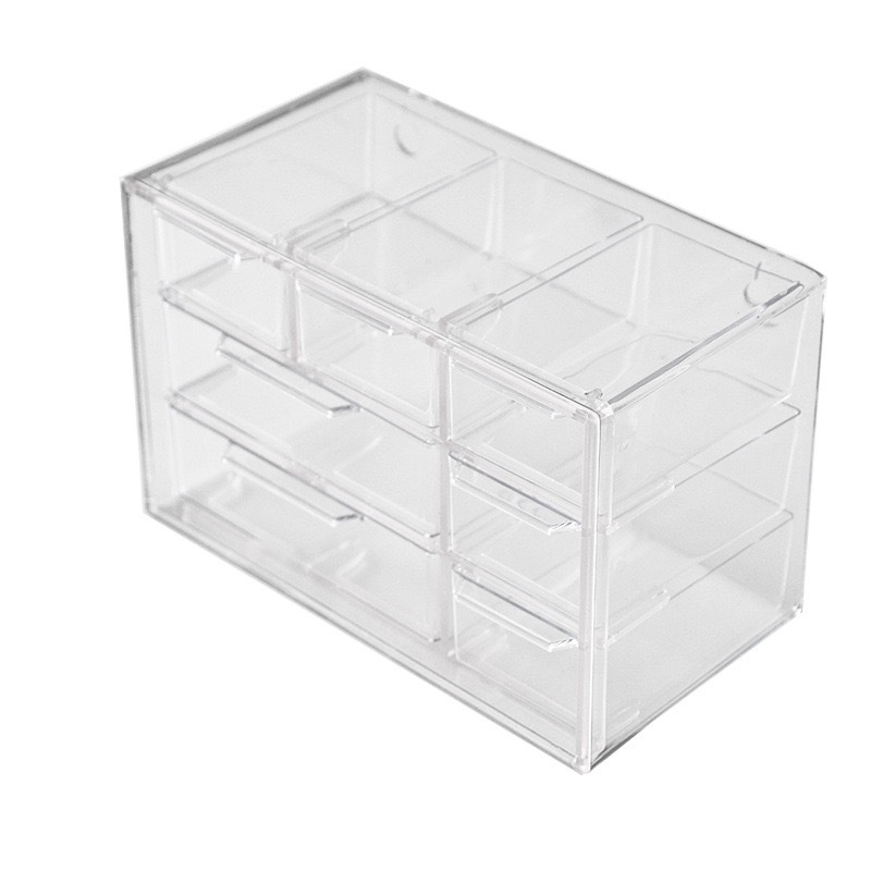Acrylic Transparent 9 Box Mini Small Drawer Desk Organizer Accessories ...