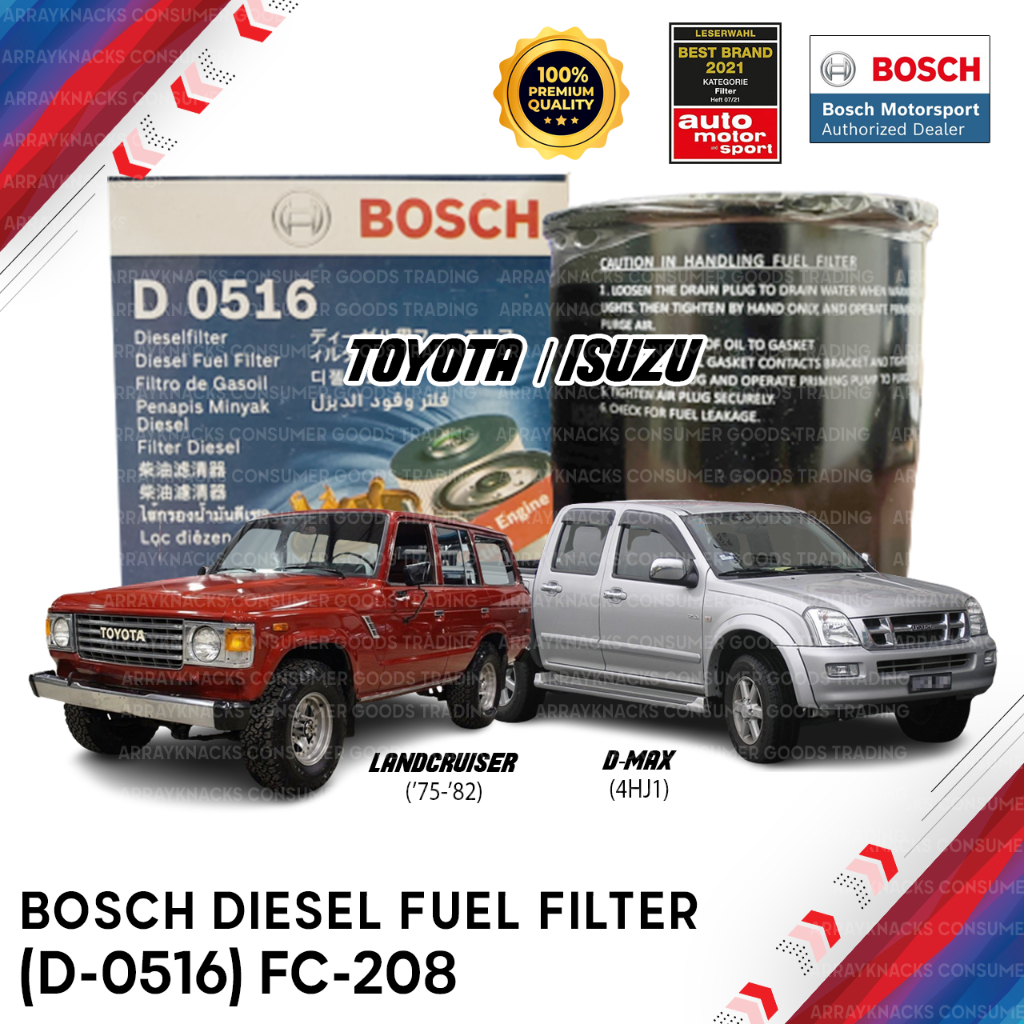 Bosch Diesel Fuel Filter FC-208 (D0516) for Toyota Landcruiser, Isuzu D ...