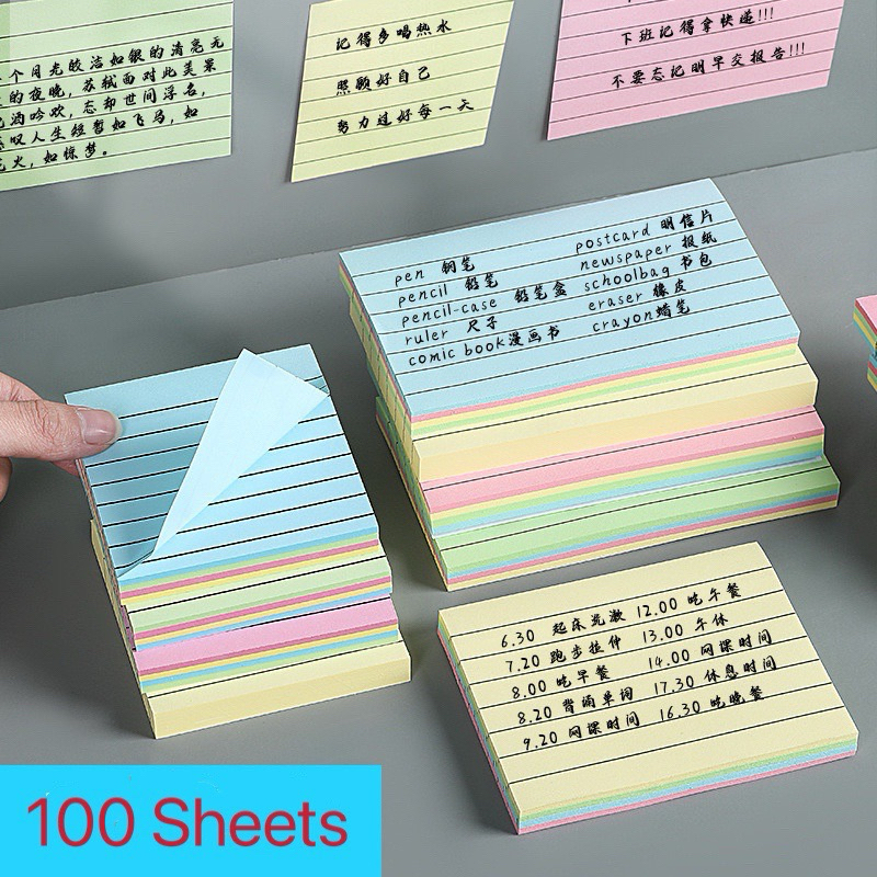 100 Sheets Lined Sticky Note Memo Pad | Shopee Philippines
