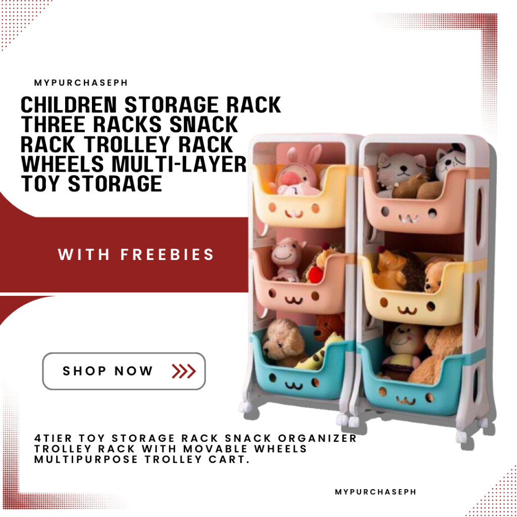 Children Storage Rack Three Racks Snack Rack Trolley Rack Wheels Multi ...