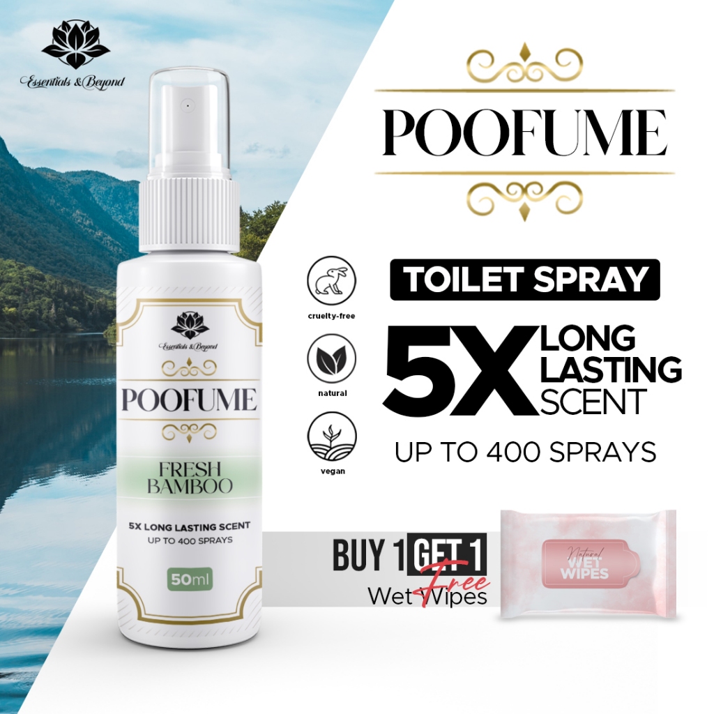 Essentials Poofume w/ FREE Wet Wipes - Poop or Toilet Spray, Bathroom ...