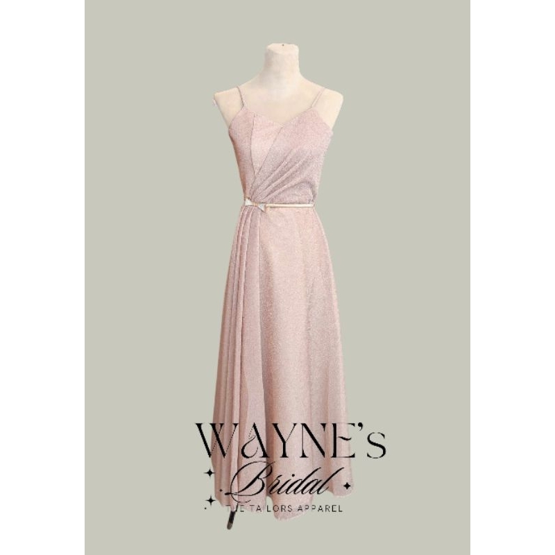WAYNE's BRIDAL String Strap Long Gown Simple Elegant Shimmery Gown ...