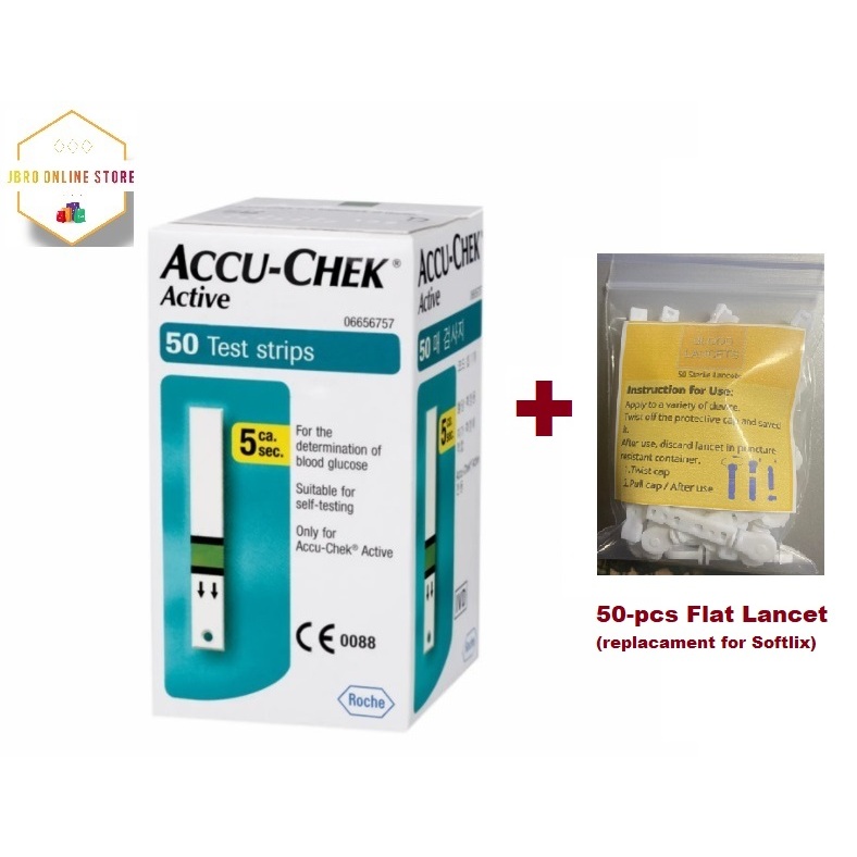 Active Strip 50 pcs + 50 pcs flat lancet (exp: Sept 2026 or later ...