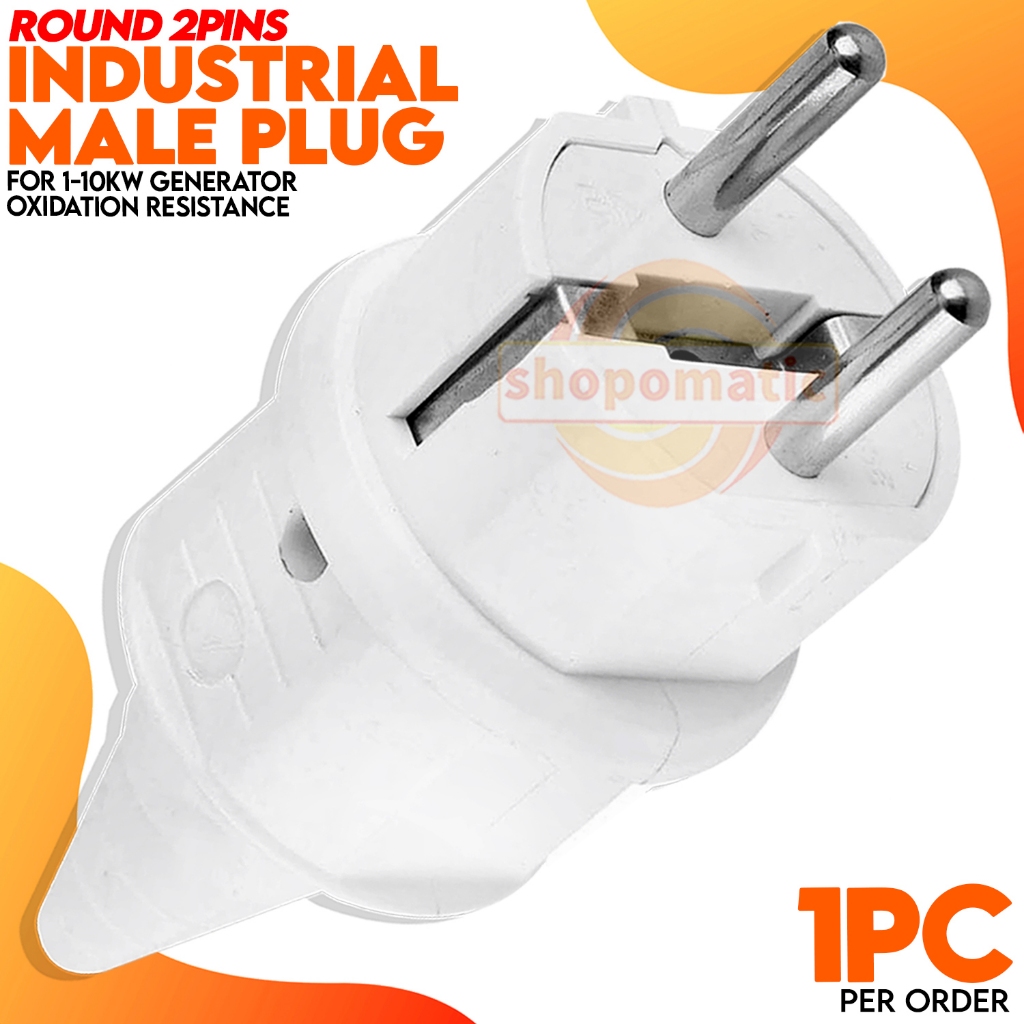 🟧 Industrial Socket Male Plug 2 Round Pins 220-250V 16A Electrical ...