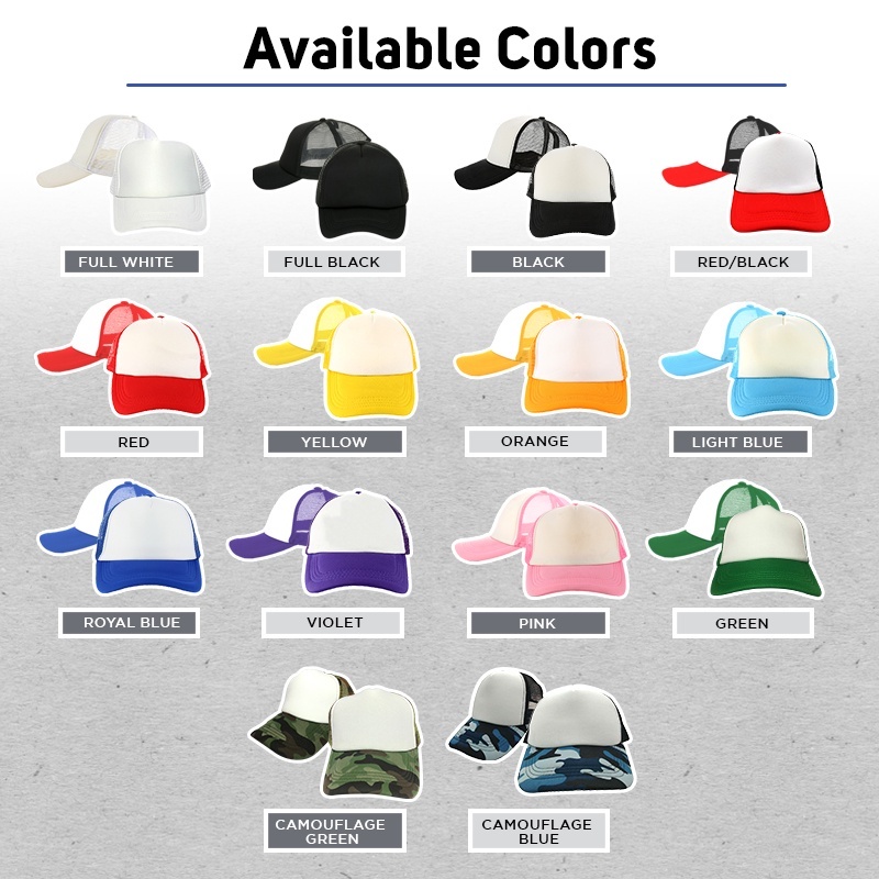 QUAFF Sublimation Cap Polyester Mesh Trucker Net Colored - 1 pc per ...