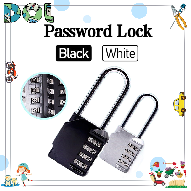 4 Digit Number Combination Padlock Long Shackle Padlock Luggage ...