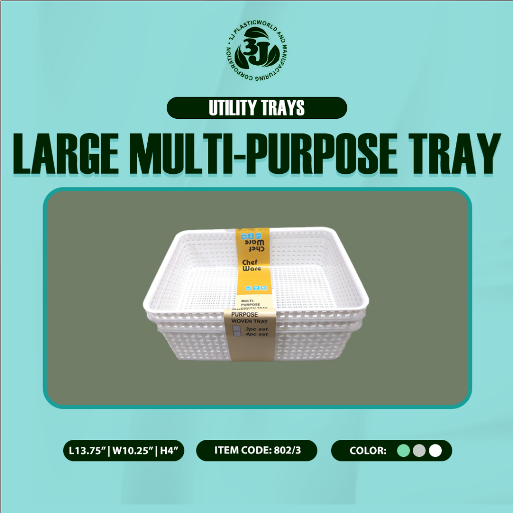 3J Large Multi-Purpose Woven Tray (3pcs) Minimalit Storage Tray ...