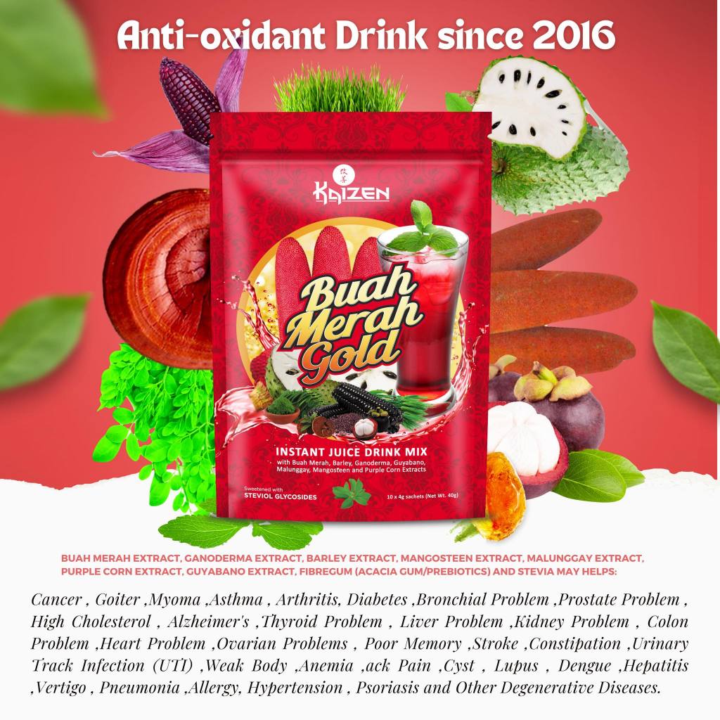 BUAH MERAH GOLD MIX ORIGINAL juice drink 10SACHETS Buah Merah Barley ...