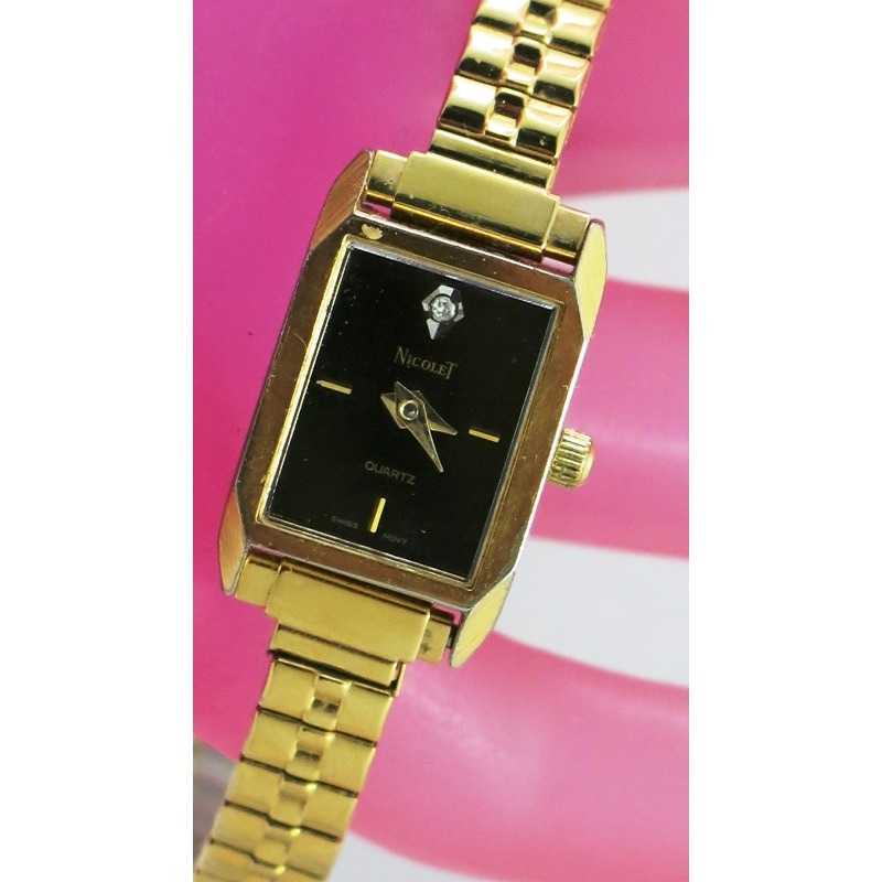 R56:Original NICOLET Diamond Women Analog Watch from USA-Gold Tone ...
