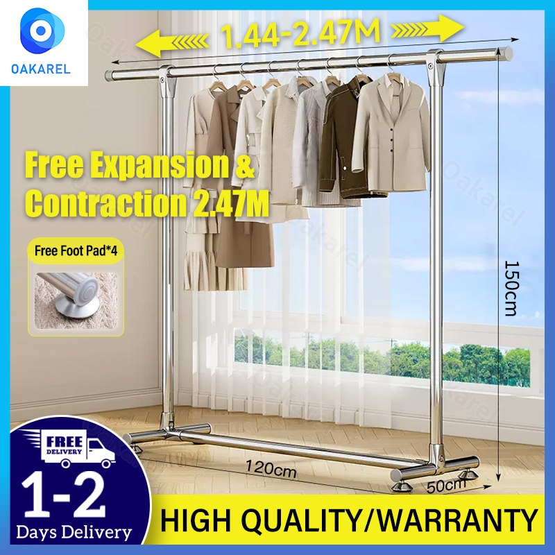 Heavy Duty Hanger Rack Sampayan Stainless adjustable 1.44-2.47m indoor ...