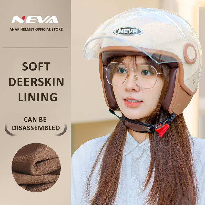 NEVA Ci-02 Original Classic Motorcycle Half Face Helmet For Women With ...