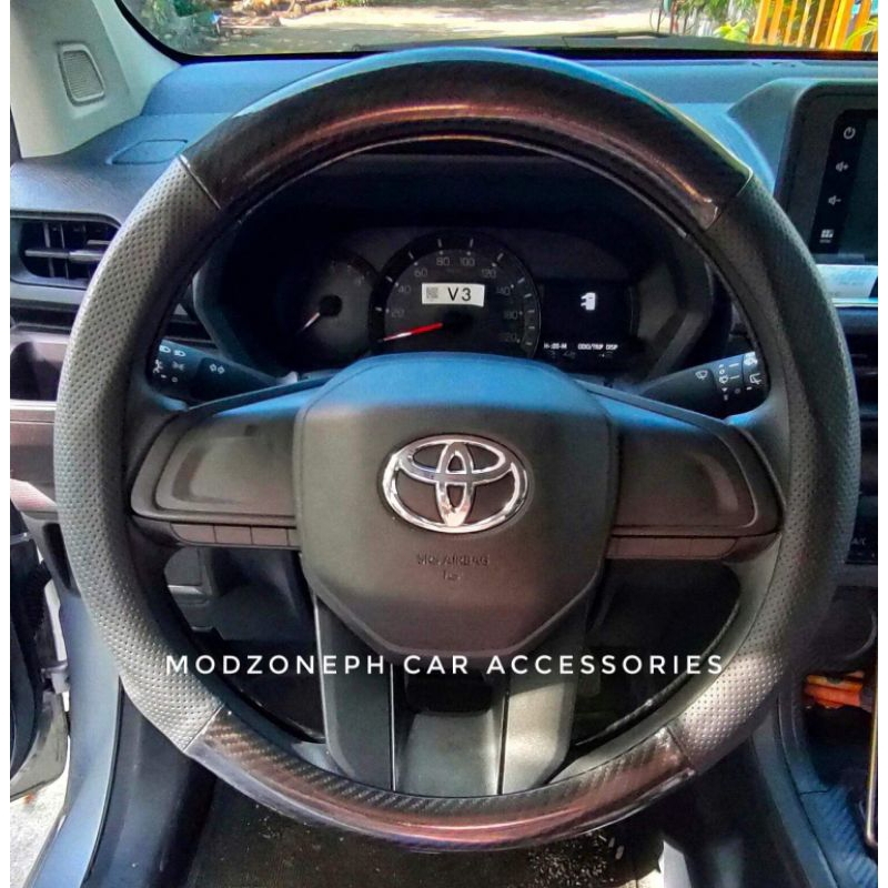 TOYOTA STEERING WHEEL CARBON FIBER COVER WIGO RAIZE AVANZA VELOZ VIOS ...