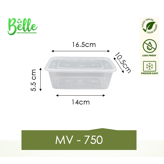 Belle RE 750 Microwavable Container 750mL (Rectangular) (10pcs/pack ...