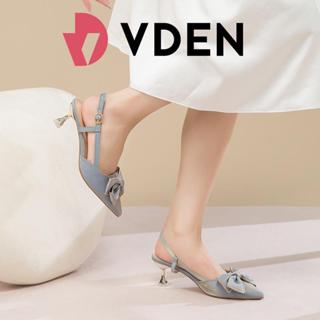 VDEN Pointed Stiletto Heels Mid Heel (2INCH) New Korea Women Shoes Bow ...