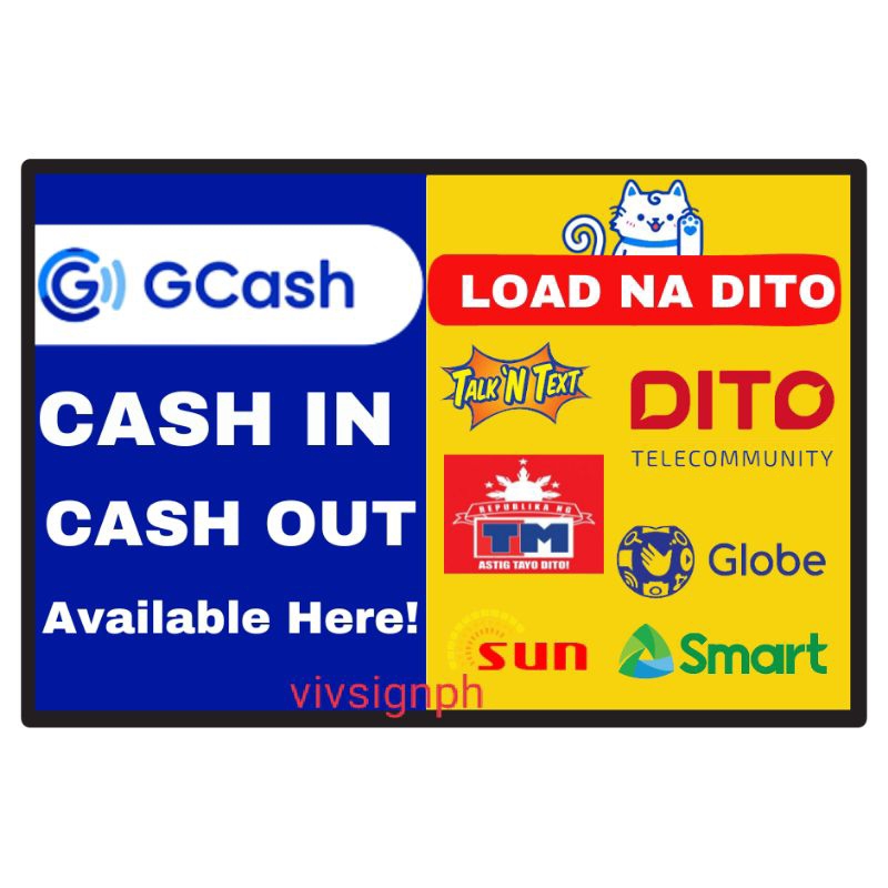 Laminated 2N1 Gcash & Eloading Signages A4 Size 250mic makapal matibay ...