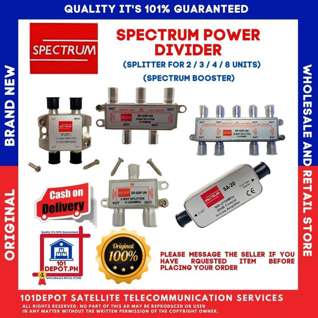 SPECTRUM BOOSTER / IN LINE AMPLIFIER / SPLITTER FOR 2 WAY / 3 WAY / 8 ...