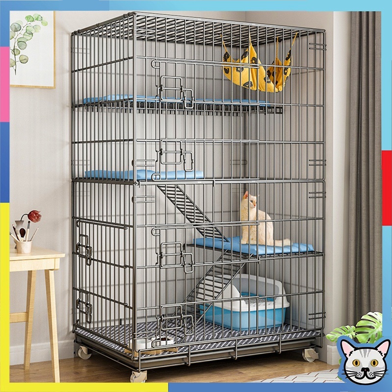 Low Freight Cat Cage 4 Layer Pet Cage Foldable Sturdy Cat House Pet ...